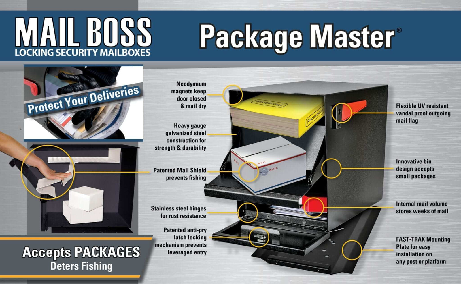 Mailboss Triple Package Master® Locking Mailbox & Post - Free Shipping ...