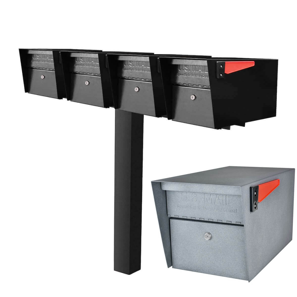Mailboss Quadruple Mail Manager® Locking Mailbox & Post – MailboxEmpire