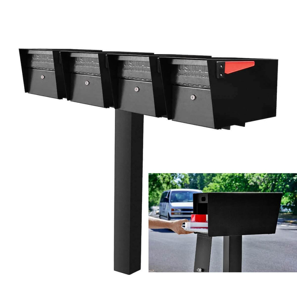 Mailboss Quadruple Mail Manager® Locking Mailbox & Post – MailboxEmpire